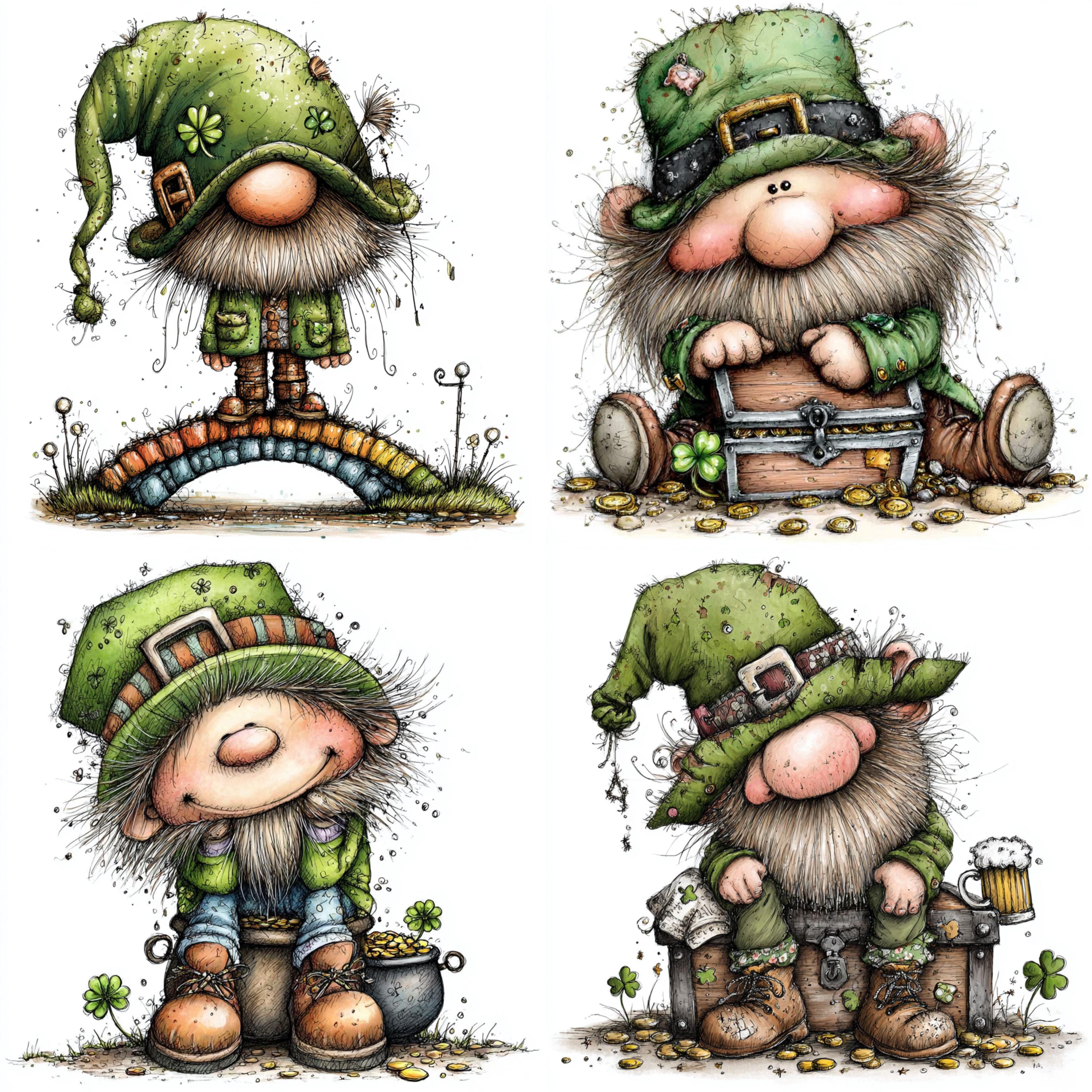 St. Patrick's Day Gnome Clipart, 30 JPG Lucky Gnome Digital Bundle ...
