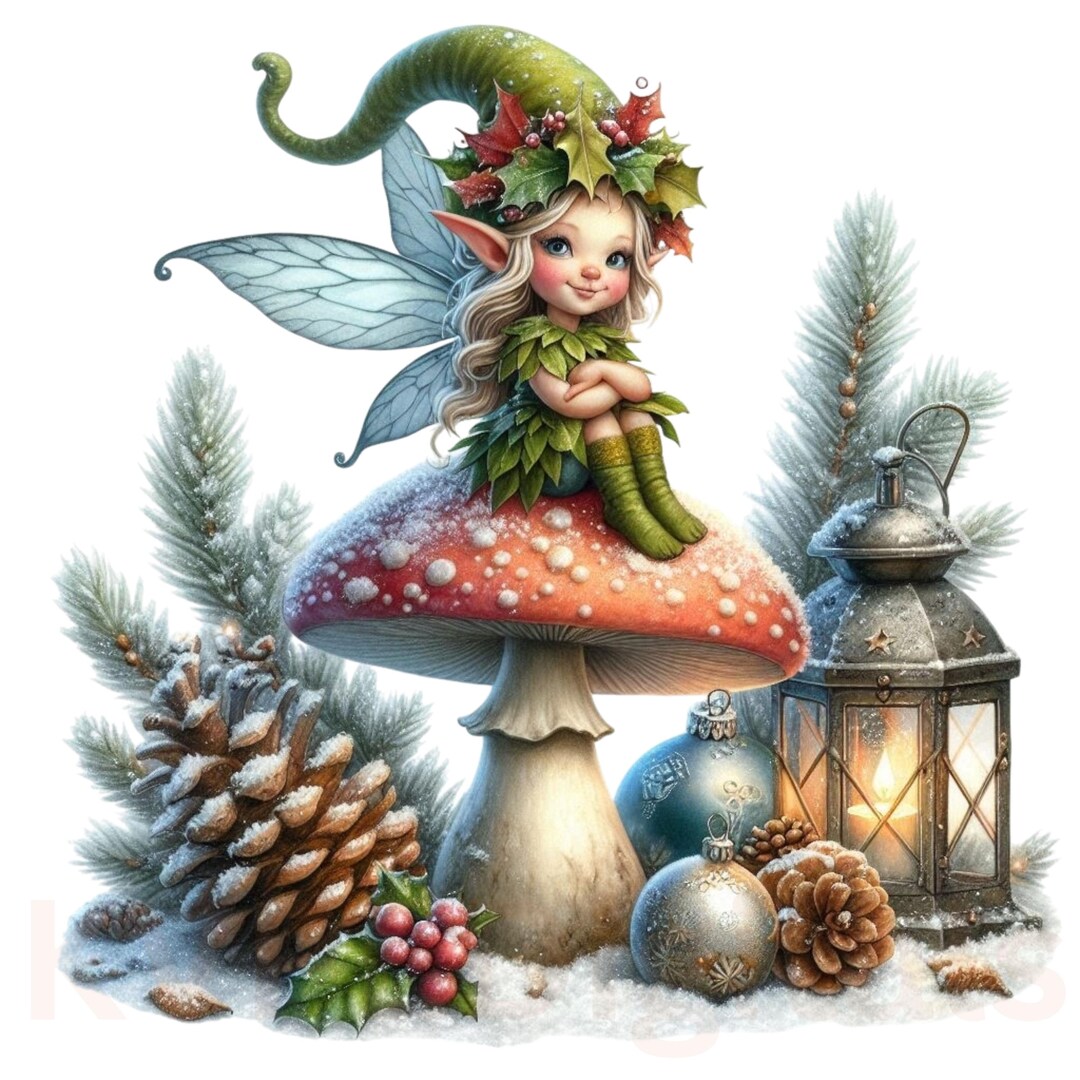 Winter Fall Christmas Fairy Clipart, 24 PNG Cute Holiday Pixie ...