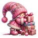 Christmas Gnome Pink Whimsical Winter Clipart, 17 Cute PNG Festive ...
