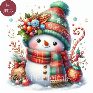 Christmas Snowman, 14 Jpeg Winter Snowman Clipart Bundle, Cute Holiday ...
