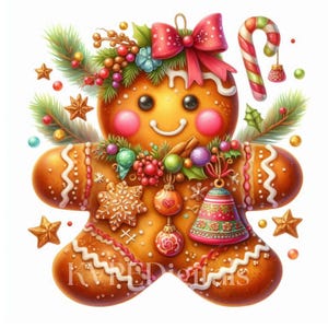 Christmas Gingerbread Man, 14 Jpeg Festive Christmas Clipart Bundle ...