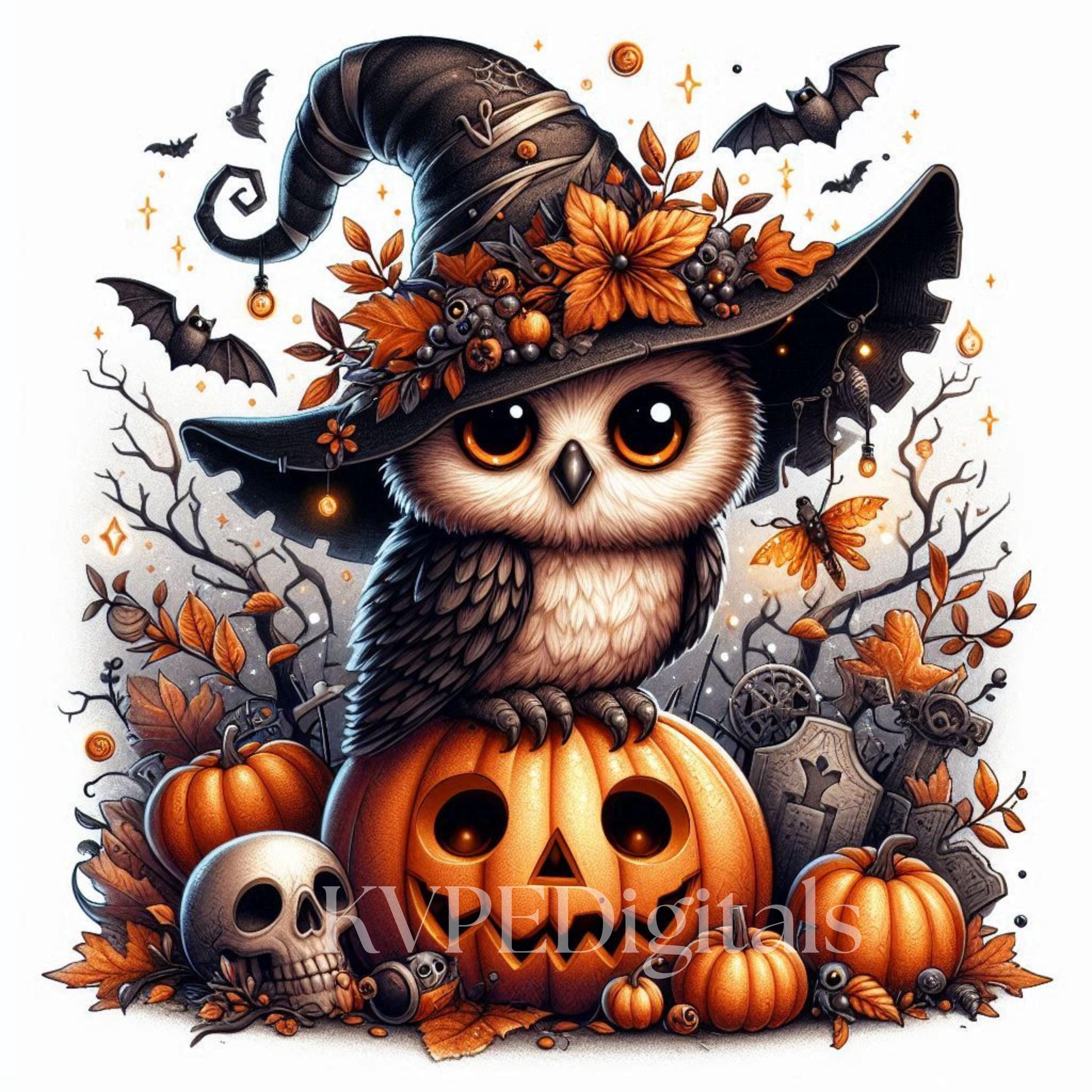 Halloween Witch Owl, 14 Jpeg Spooky Halloween Animals, Cute Creepy Bird ...