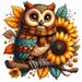 Autumn Owl and Sunflower Clipart Bundle, 13 Jpeg Fall Forest Owl ...