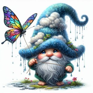 Spring Rain Cloud Gnome Clipart Bundle, 25 Cute Rainy Day Springtime ...