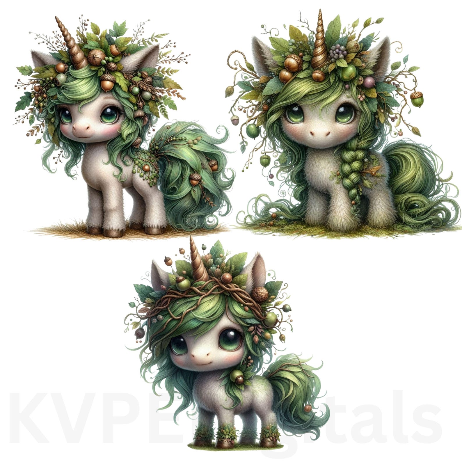 Forest Sprite Unicorn Woodland Clipart Bundle, 20 PNG Magic Printables ...