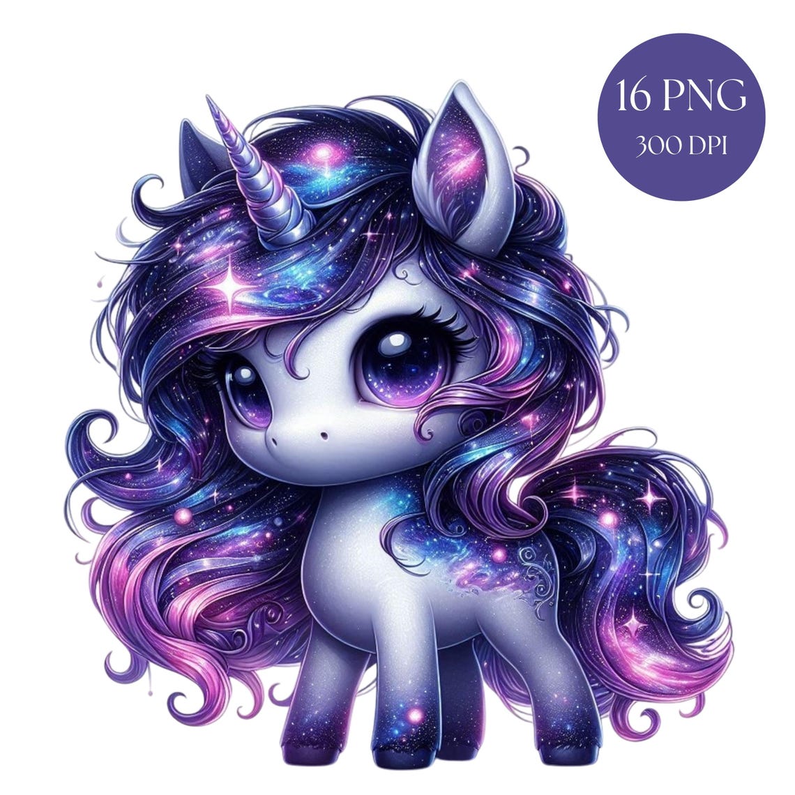 Galaxy Unicorn Celestial Cosmic Space Clipart, 16 PNG Printables ...