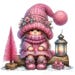 Christmas Gnome Pink Whimsical Winter Clipart, 17 Cute PNG Festive ...