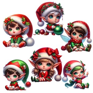 Christmas Elves Clipart, 60 Santa's Helper PNG Bundle, Cute Holiday ...