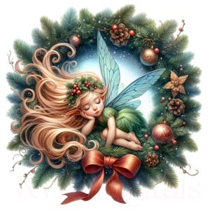 Christmas Pixie Fairy Clipart, 34 PNG Cute Holiday Printables, Festive ...