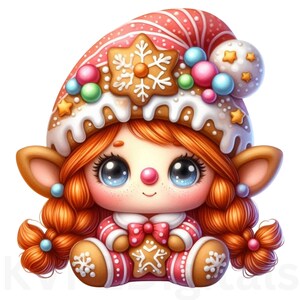Christmas Gingerbread Gnome Clipart, 16 PNG Cute Winter Holiday ...