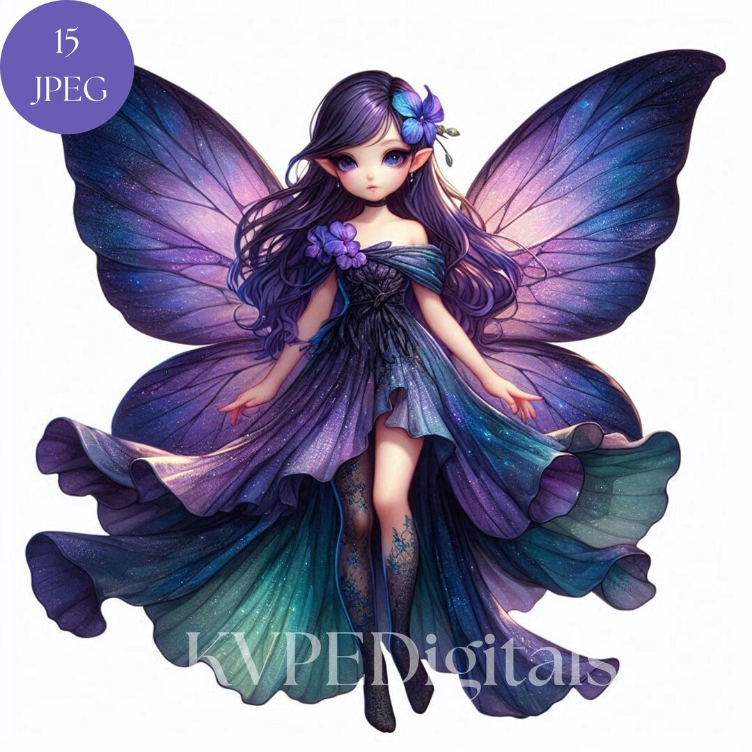 Twilight Iris Phantom Fairy Clipart, 15 Jpeg Gothic Ethereal Flower ...