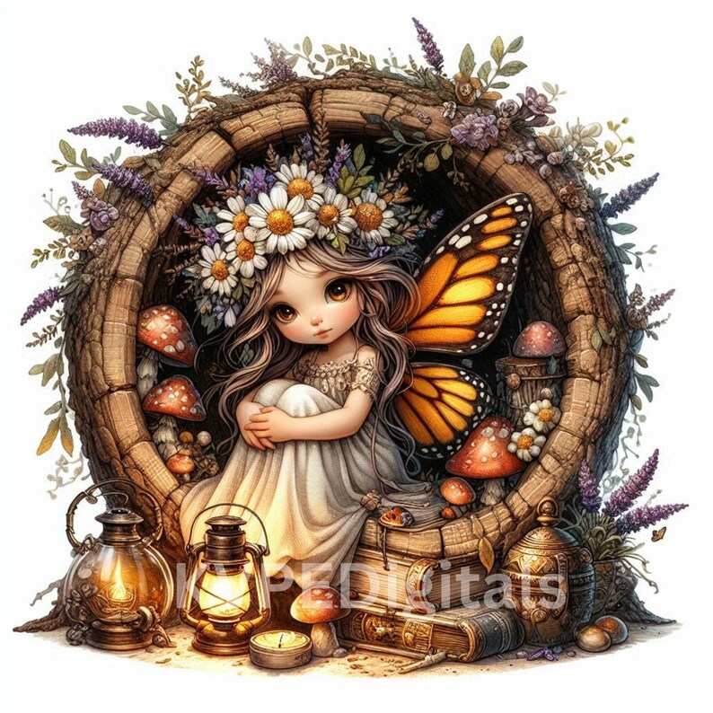 Woodland Book Nook Fairy, 13 Jpeg Book Lover Fairy, Rustic Woodland ...