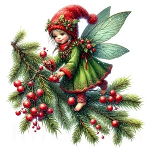 Christmas Pixie Fairy Clipart, 34 PNG Cute Holiday Printables, Festive ...