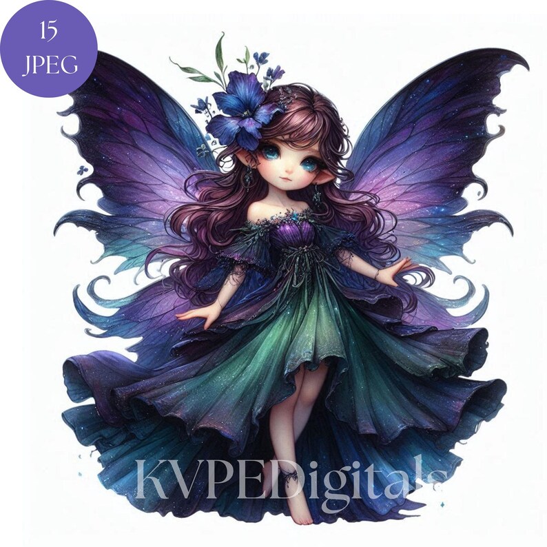 Twilight Iris Phantom Fairy Clipart, 15 Jpeg Gothic Ethereal Flower ...