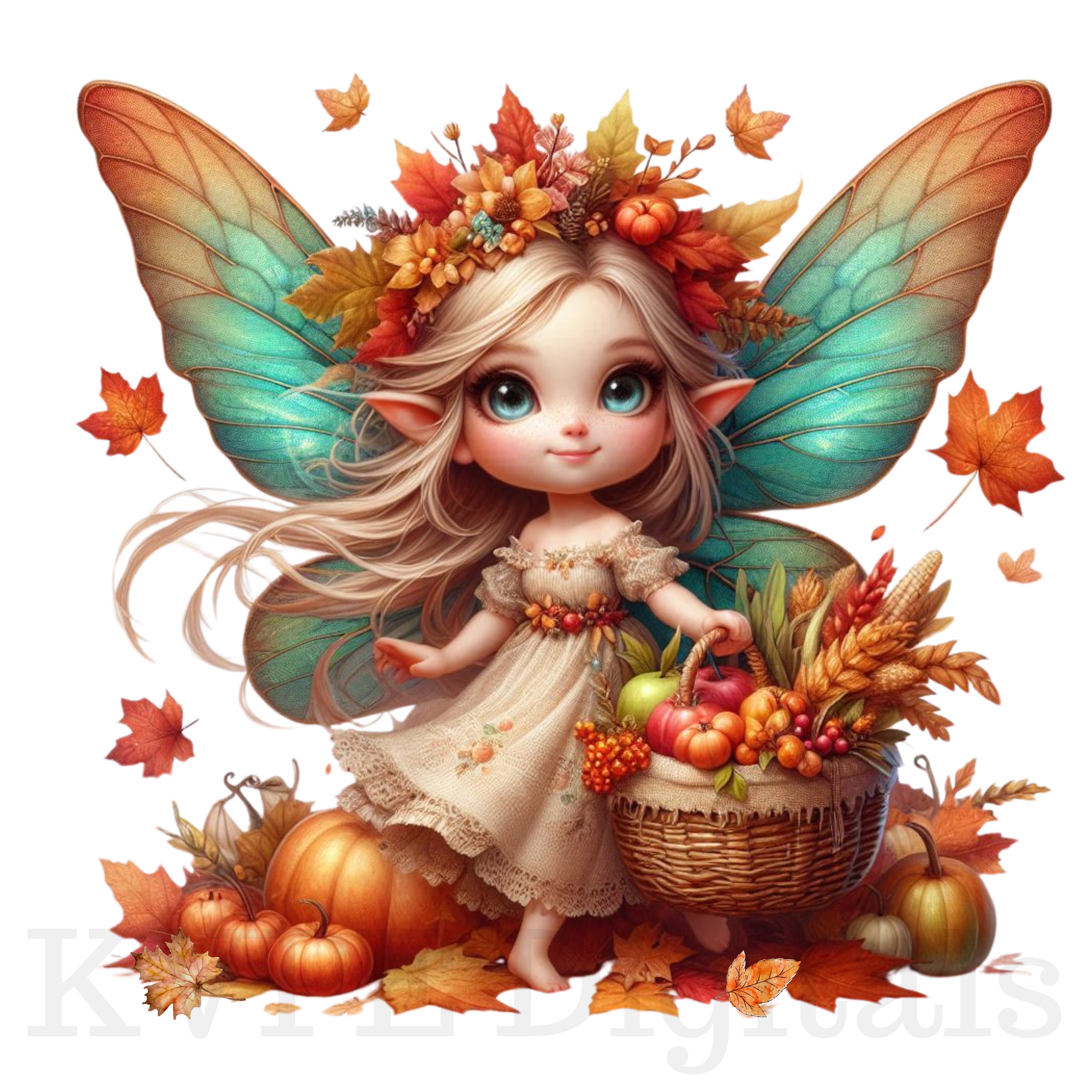 Autumn Fairy Clipart, 25 Cute Fall PNG, Whimsical Digital Art Decor ...