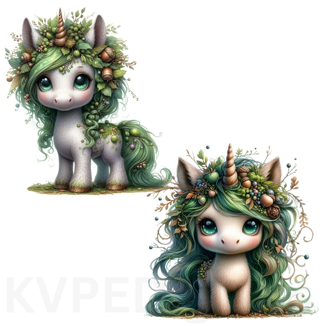 Forest Sprite Unicorn Woodland Clipart Bundle, 20 PNG Magic Printables ...