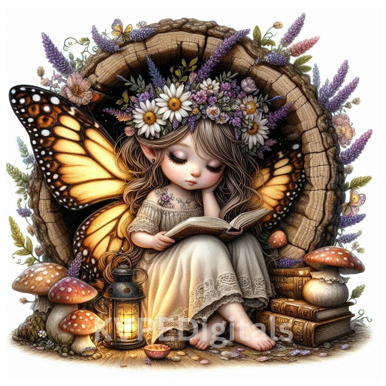 Woodland Book Nook Fairy, 13 Jpeg Book Lover Fairy, Rustic Woodland ...