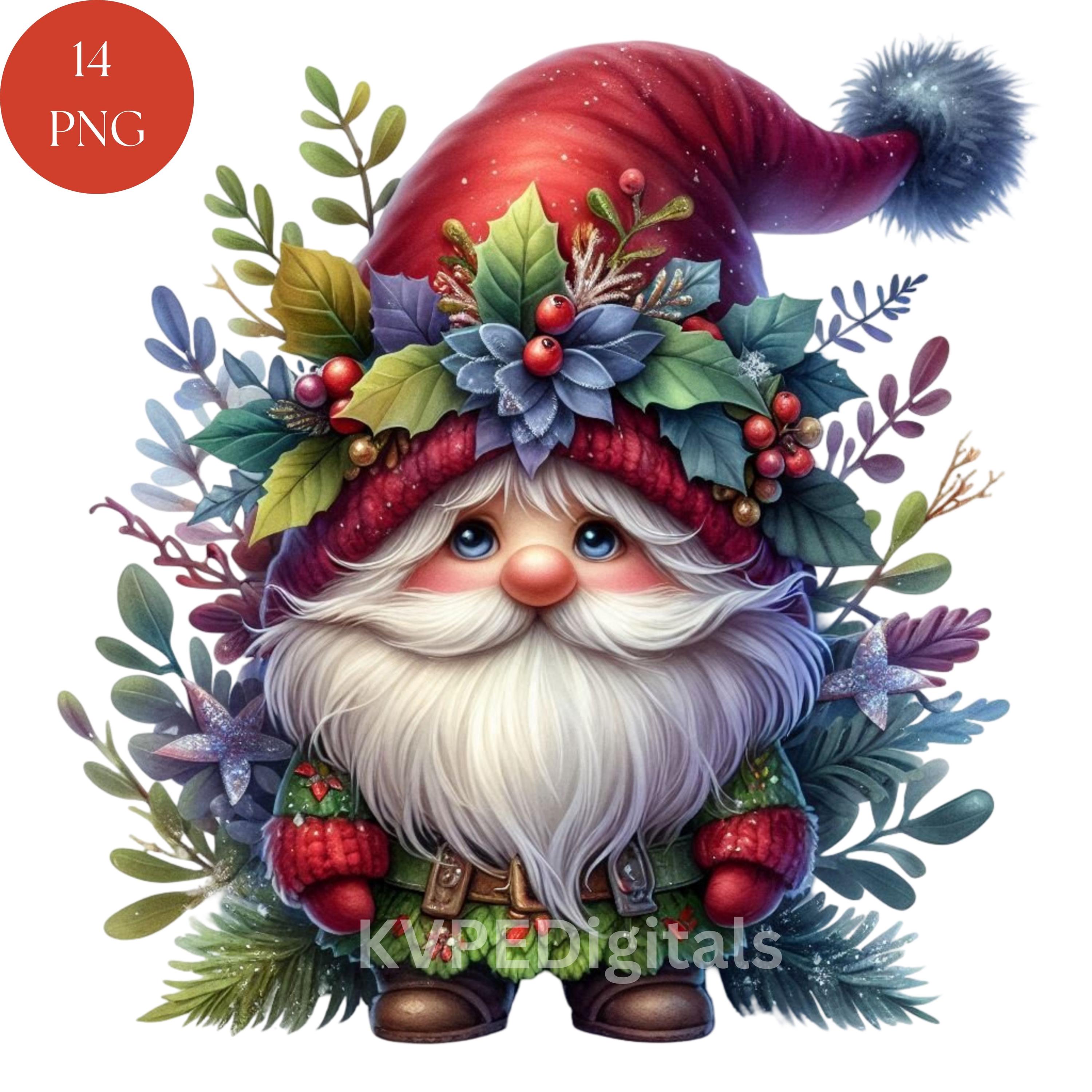Fall Winter Christmas Gnome Clipart, 14 PNG Whimsical Forest Gnome With ...