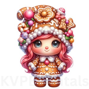 Christmas Gingerbread Gnome Clipart, 16 PNG Cute Winter Holiday ...