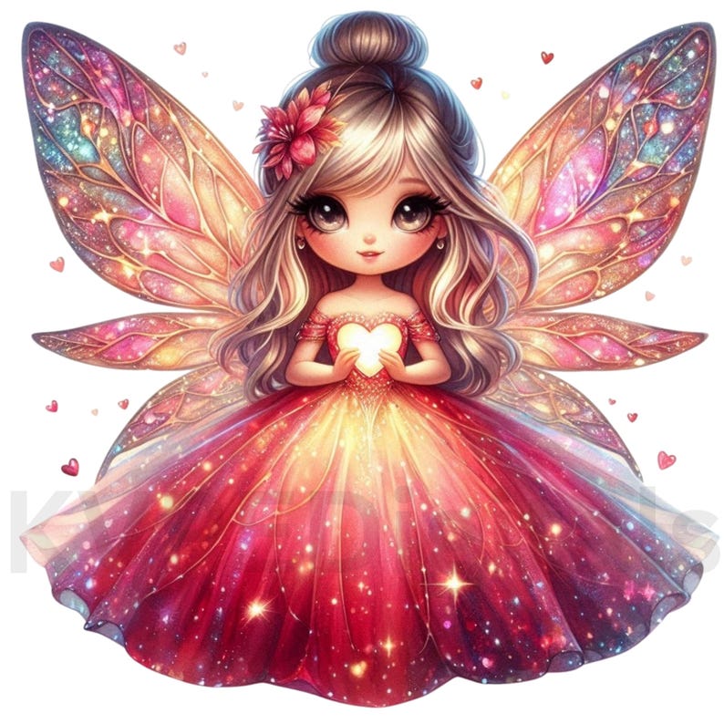 Heart Fairy Valentine Graphics Cliparts, 12 PNG Cute Digital File ...