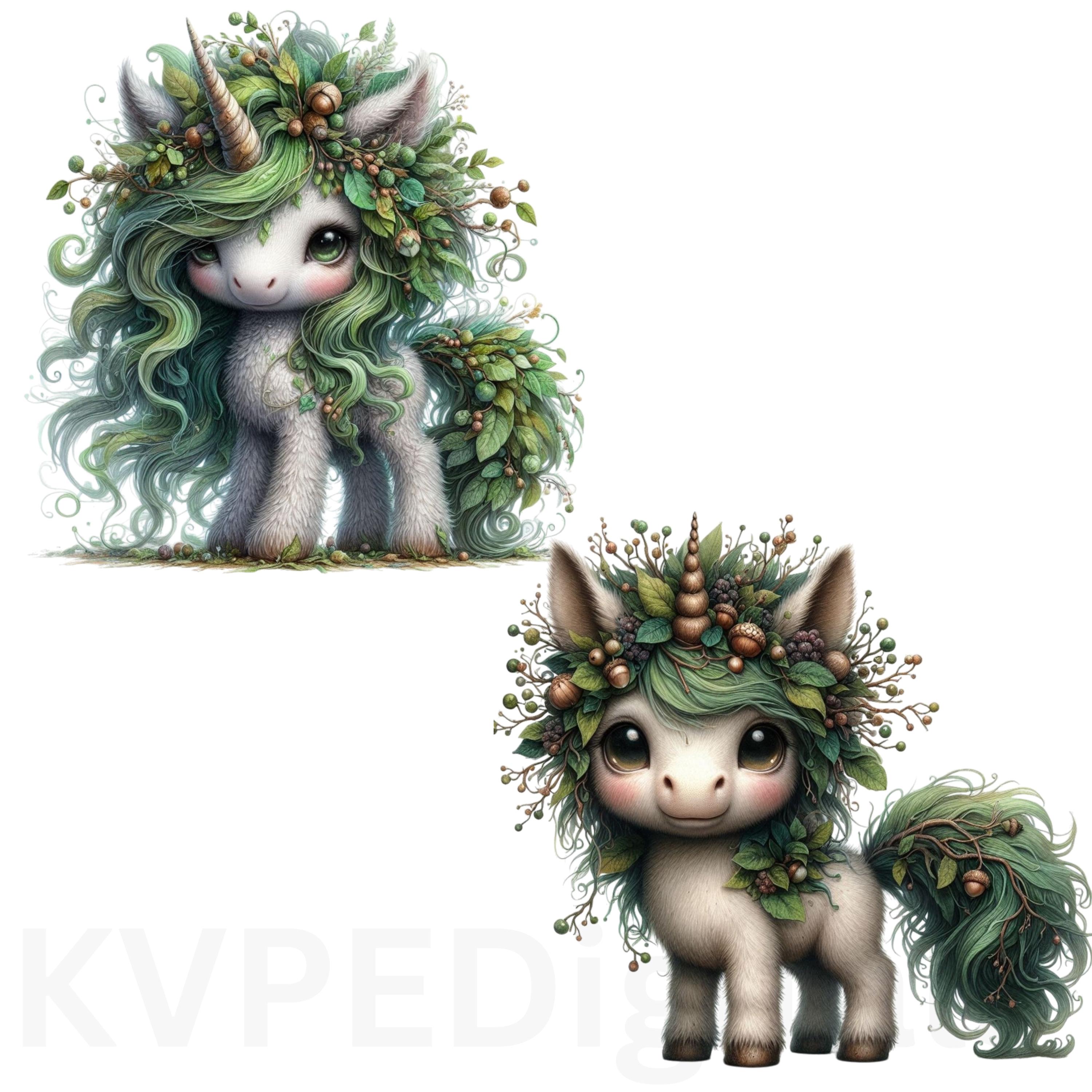 Forest Sprite Unicorn Woodland Clipart Bundle, 20 PNG Magic Printables ...