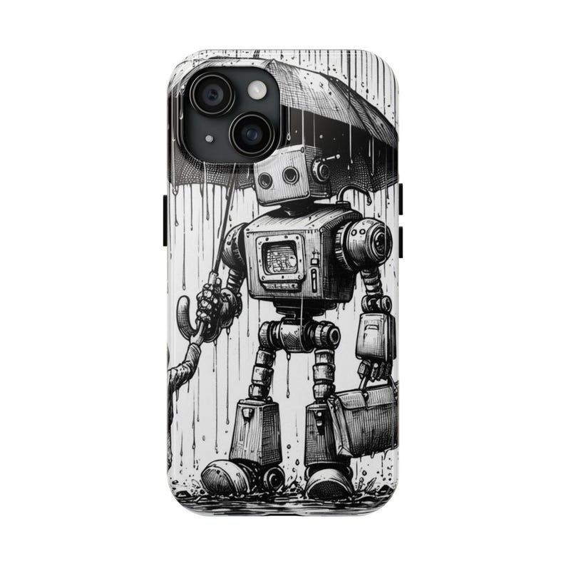 Unique Design Robot in the Rain Phone Case - Etsy