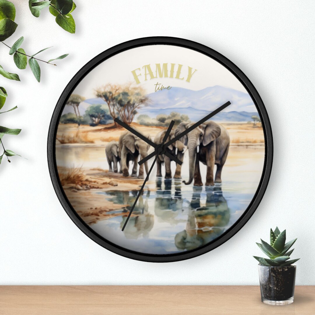 ELEPHANT TIME CLOCK, Elephant Art Clock, Silent Wall Clock, Elephant ...