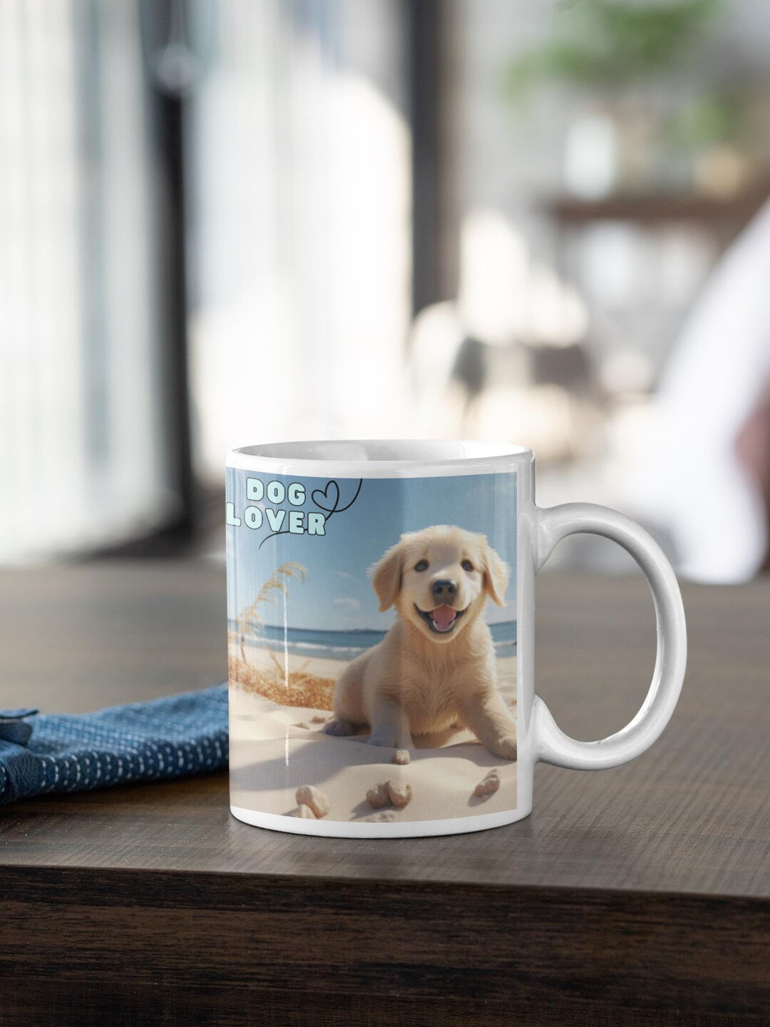 DOG THEMED MUG, Microwave Safe Mug, Modern Ceramic Mug, Golden ...