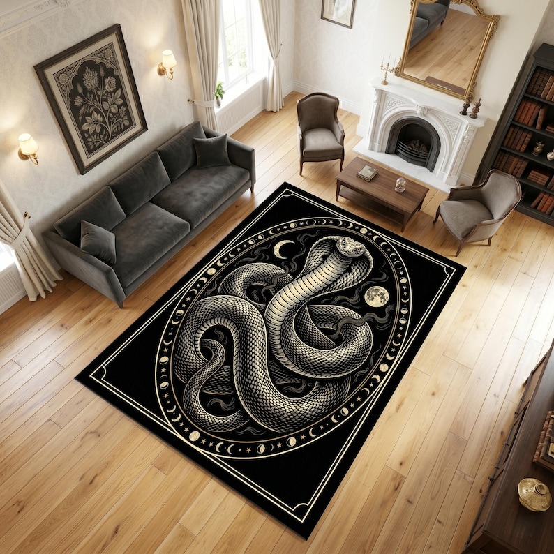 Gothic Snake and Owl Rug | Dark Academia, Victorian Witchy Home Decor ...