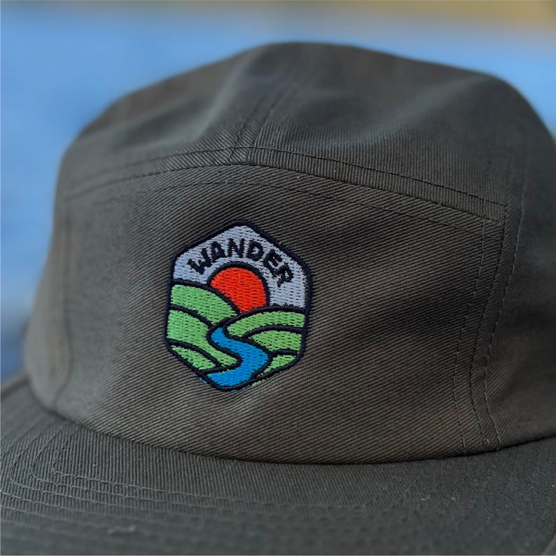 Wander 5 Panel Cap, Embroidered Hat Nature, Adventure Nature Hat ...