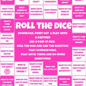 Printable - Roll the Dice Game for You and Your Partner - A Game to Get ...