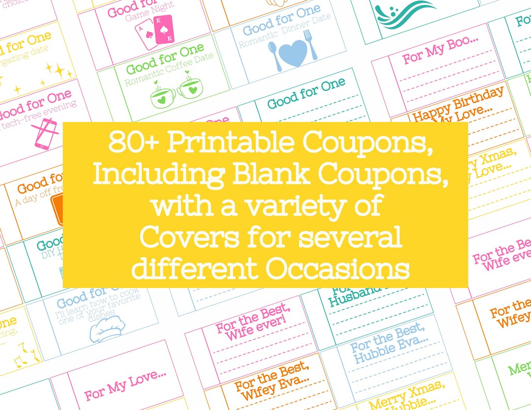 80 Printable Colorful Coupons With a Variety of Cover Options / Love ...
