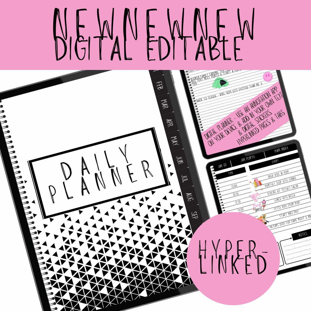 Undated Digital Diary Hyperlinked. Black & White. 500+ Pages ...