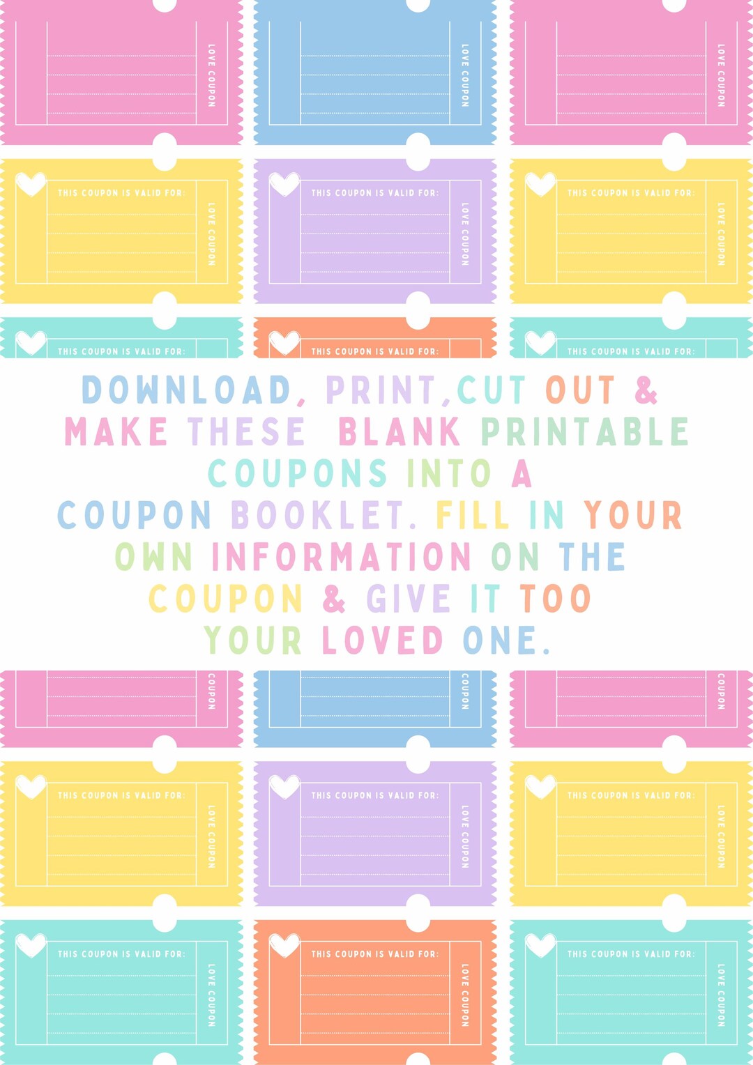 60+ Blank Printable Coupons With 6 Cover Options in Ice Cream Colors ...