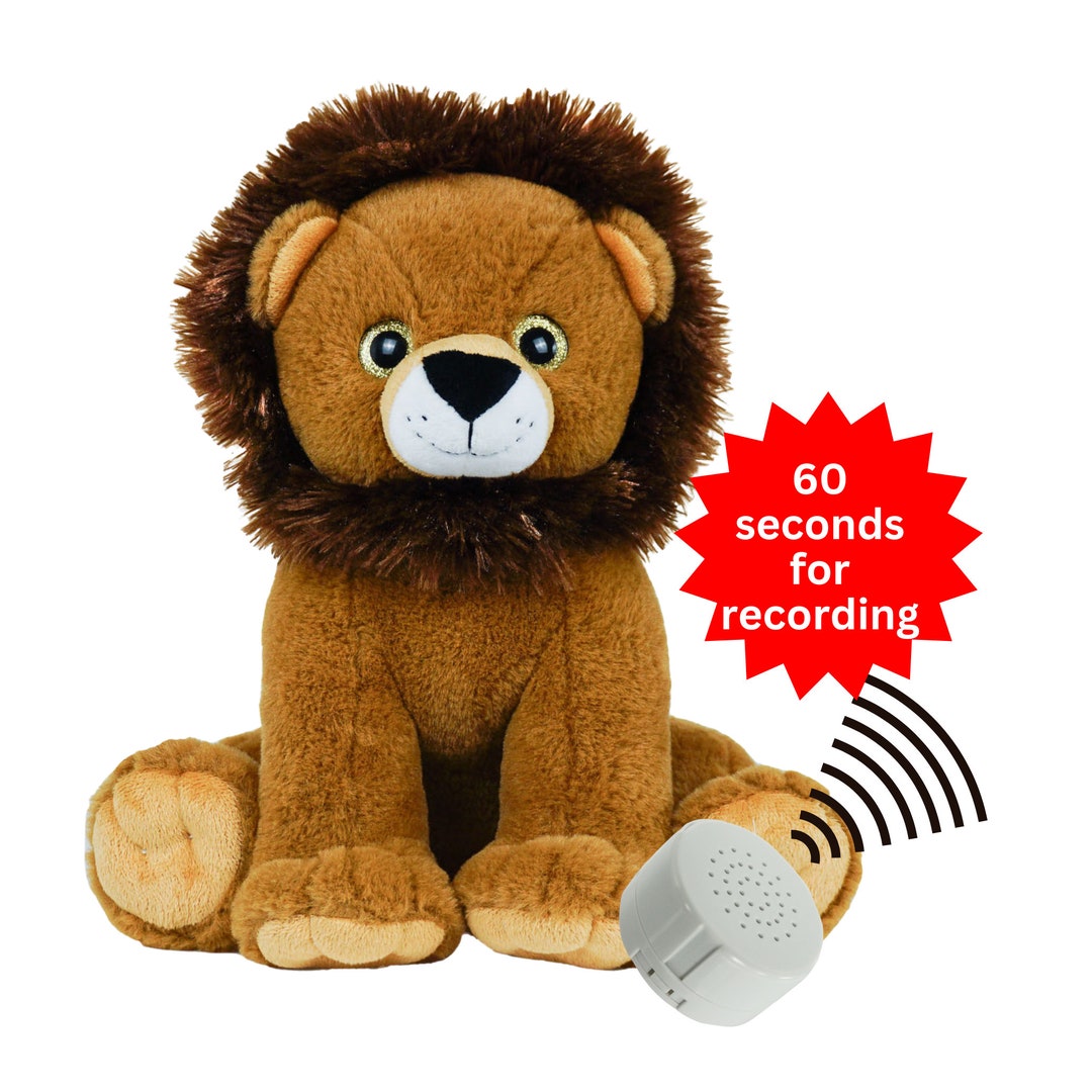 Personalized Lion Stuffed Animal With Message, Plays Your Voice ...