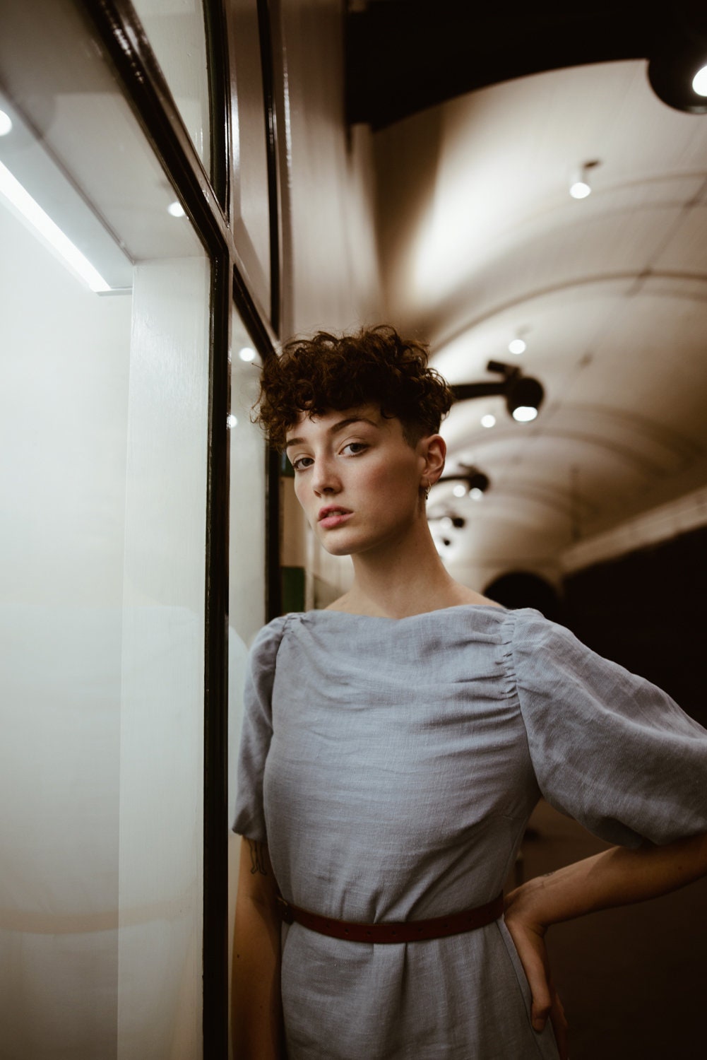 SALE Mood Indigo Puff Sleeve Dress in Sea Foam Ramie - Etsy