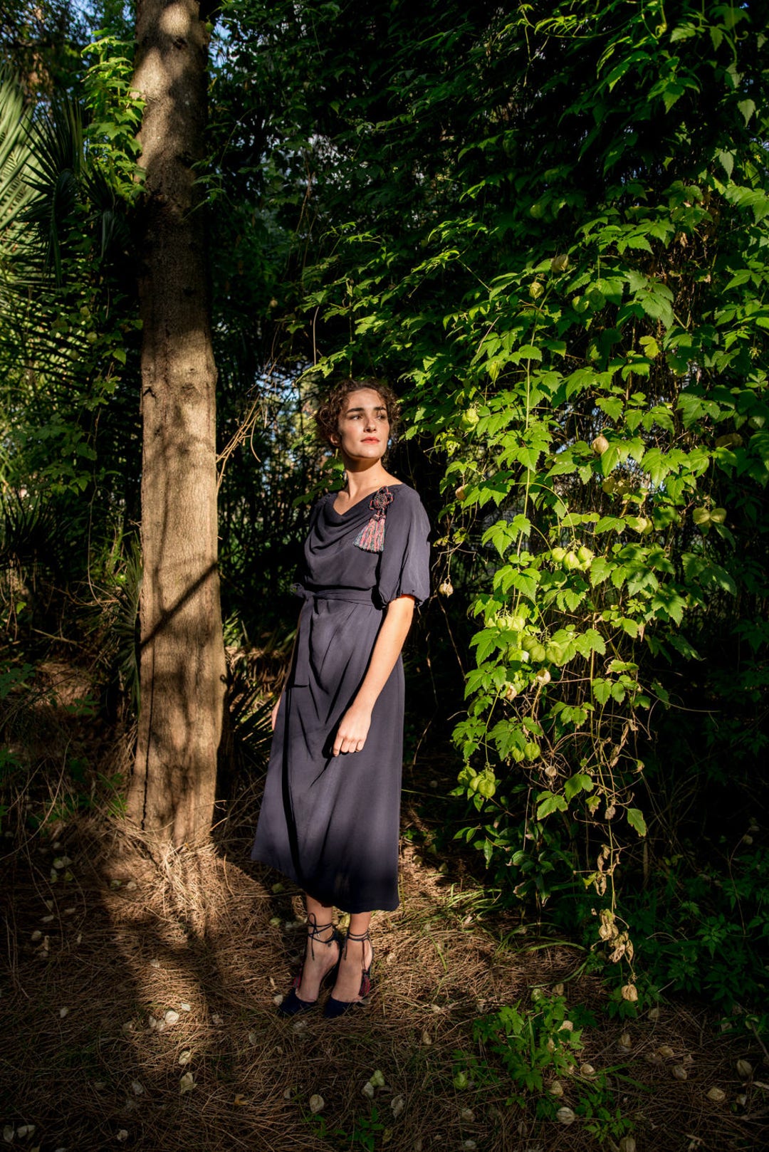 SALE - Three Ravens Puff Sleeve Dress in Midnight - Etsy