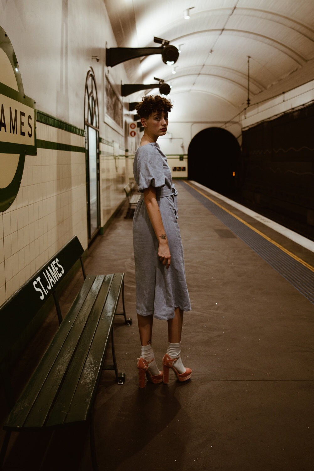 SALE Mood Indigo Puff Sleeve Dress in Sea Foam Ramie - Etsy