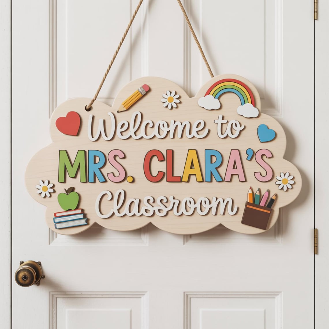 Personalized 3D Teacher Door Sign, Teacher Gifts, Classroom Welcome ...