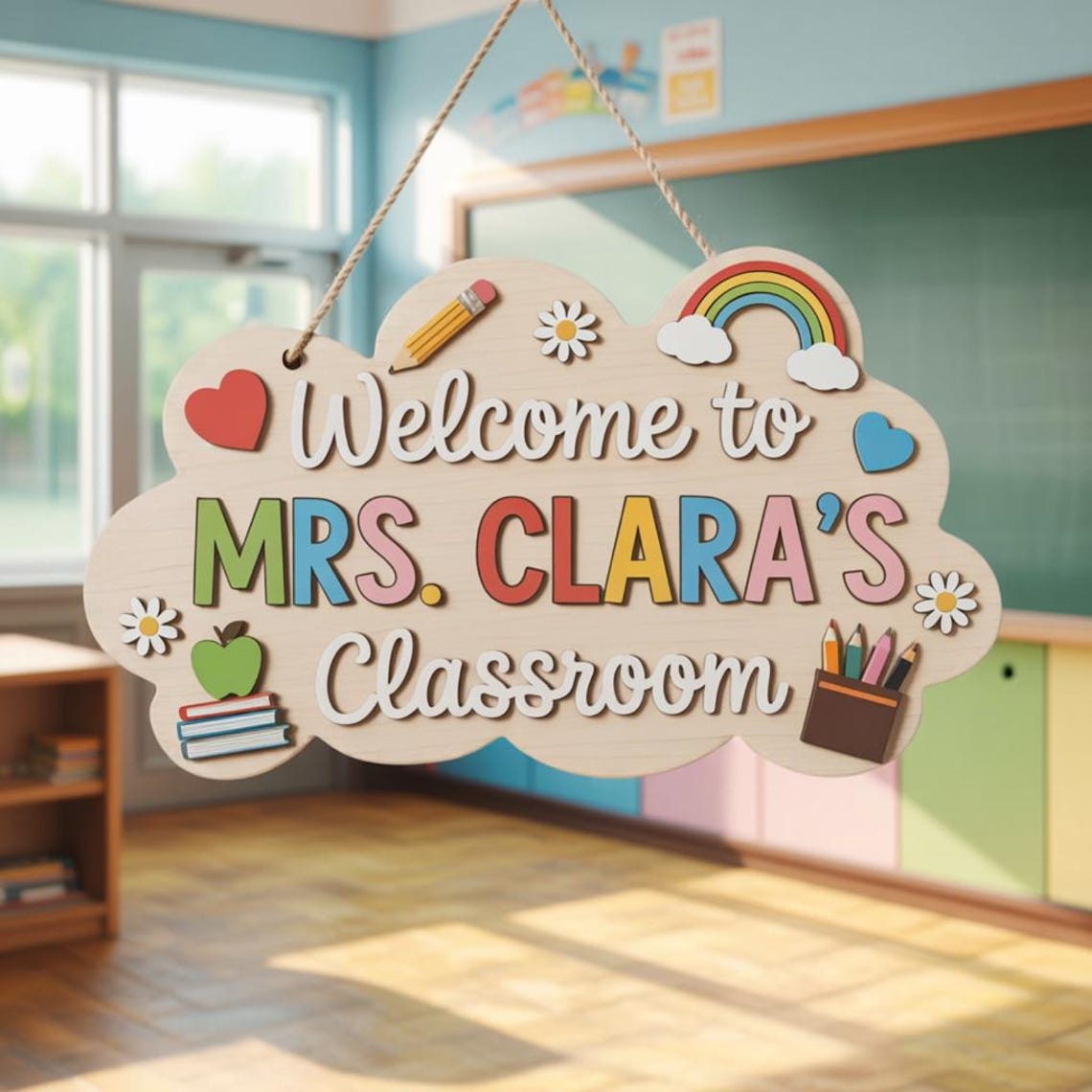 Personalized 3D Teacher Door Sign, Teacher Gifts, Classroom Welcome ...