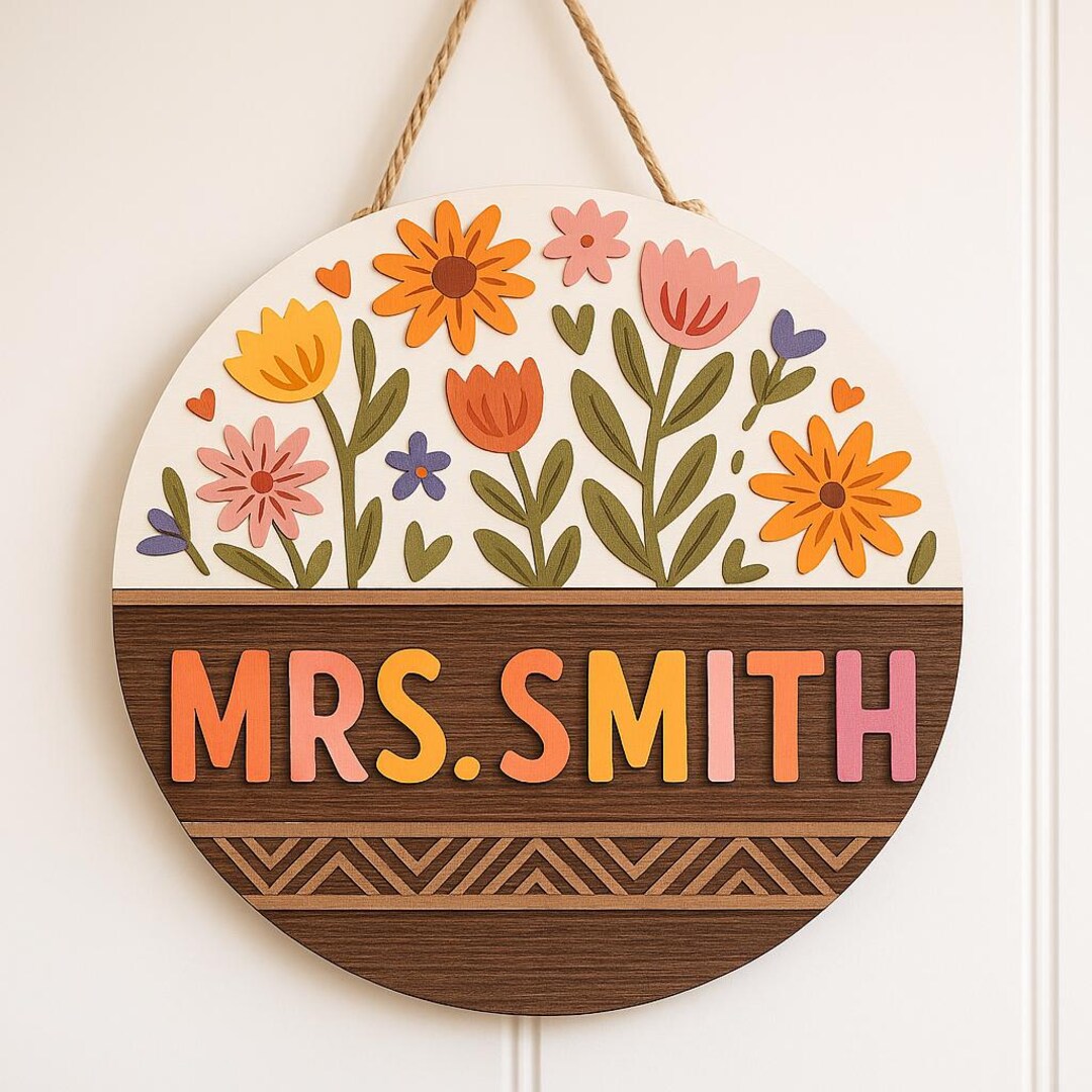 Custom Classroom Door Sign, Office Door Decor, Floral Classroom Decor ...