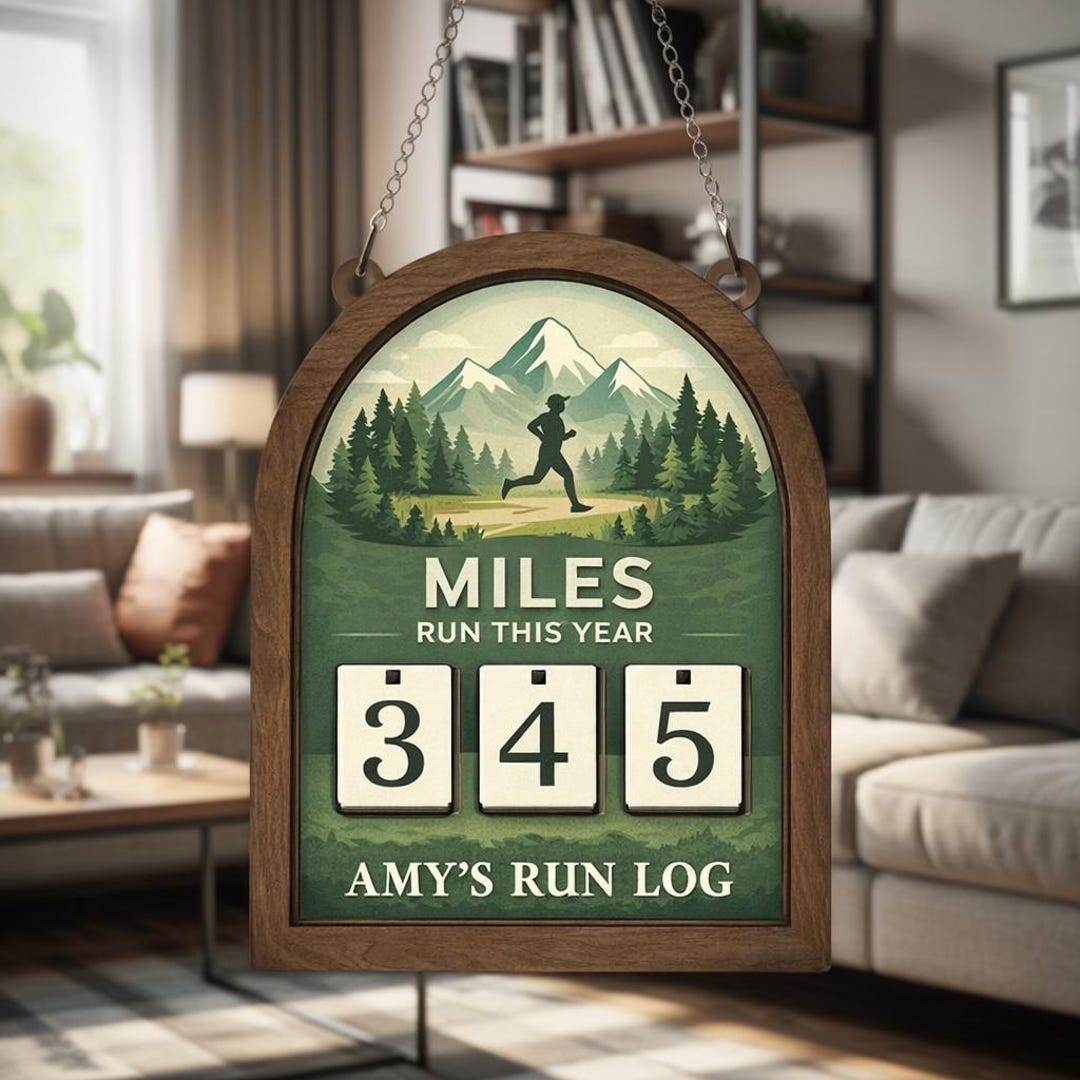 Personalized Running Miles Tracker Sign, Running Log Sign, Yearly ...