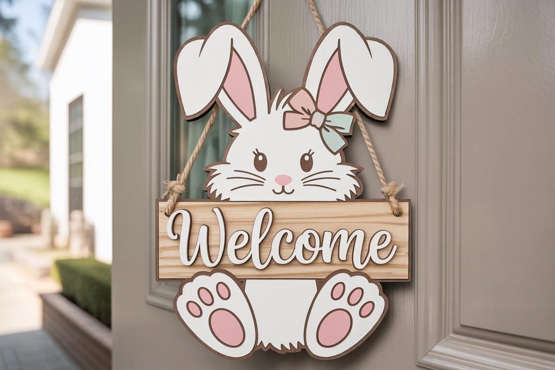 Easter Bunny Welcome Sign, Hello Spring Wooden Sign, Every Bunny ...