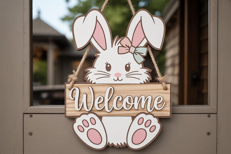 Easter Bunny Welcome Sign, Hello Spring Wooden Sign, Every Bunny ...