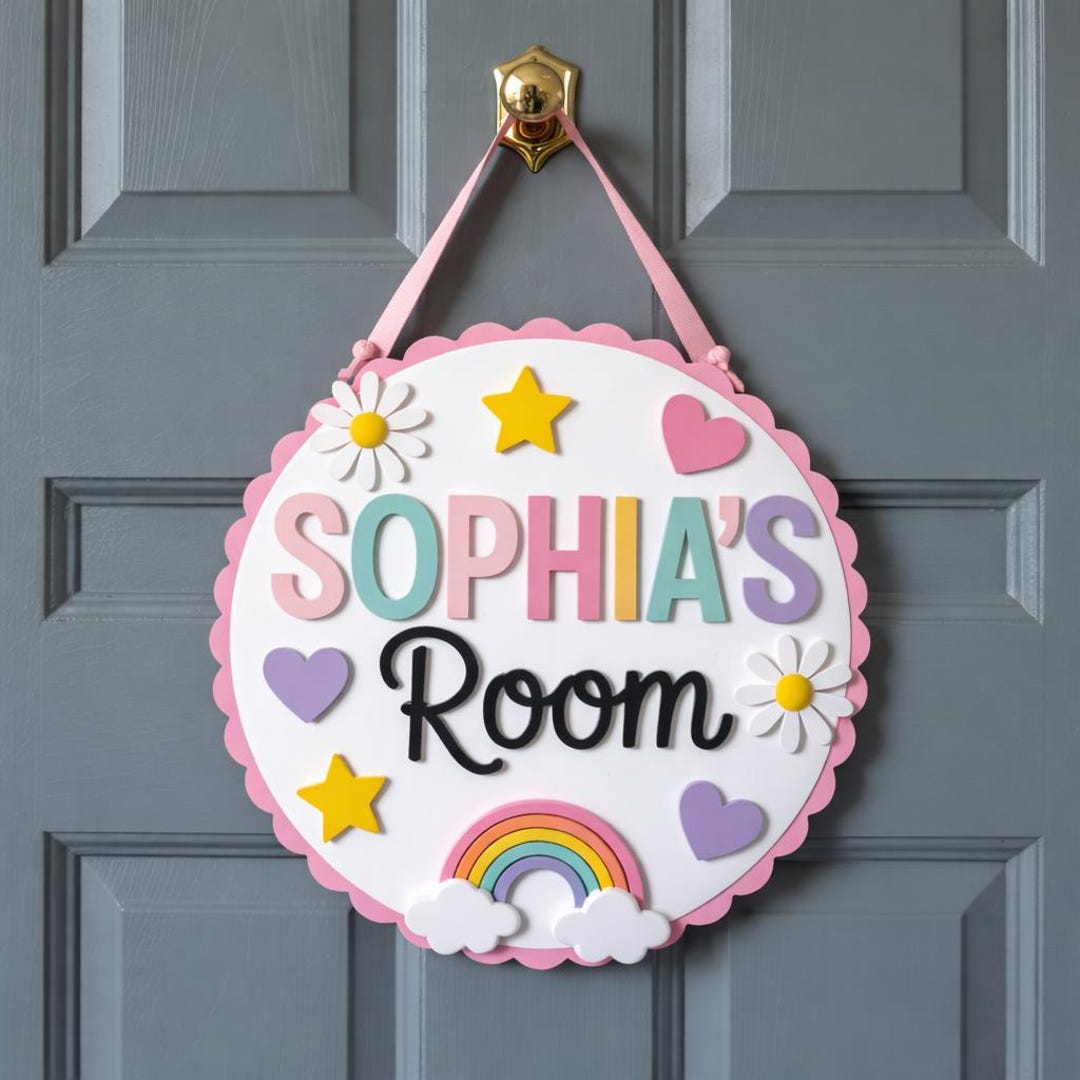Personalized Girl Door Sign, Nursery Name Sign, Custom Floral Wall Sign ...