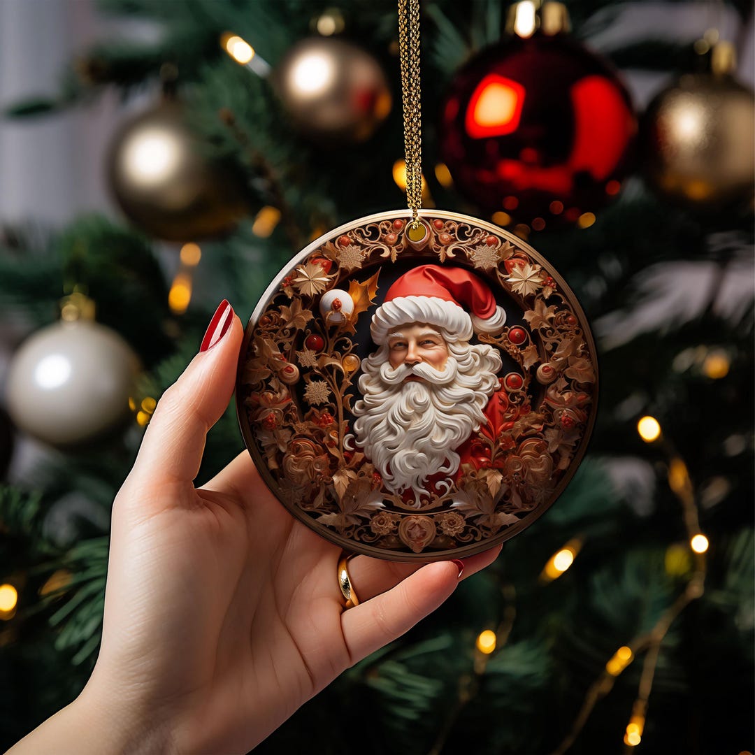 Unique 3D Effect Santa Claus Ornament, Funny Santa Christmas Ornament ...