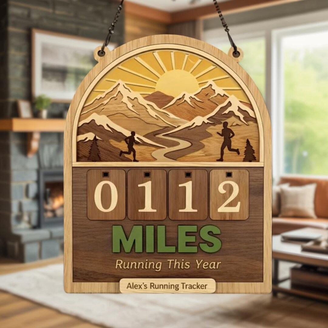 Running Miles Tracker Sign, Personalized Run Log Board, Custom Runner ...