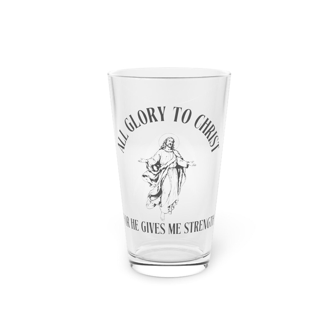 Faith Bible Jesus Christian Pint Glass, Religious Drinkware, 16oz Glass ...