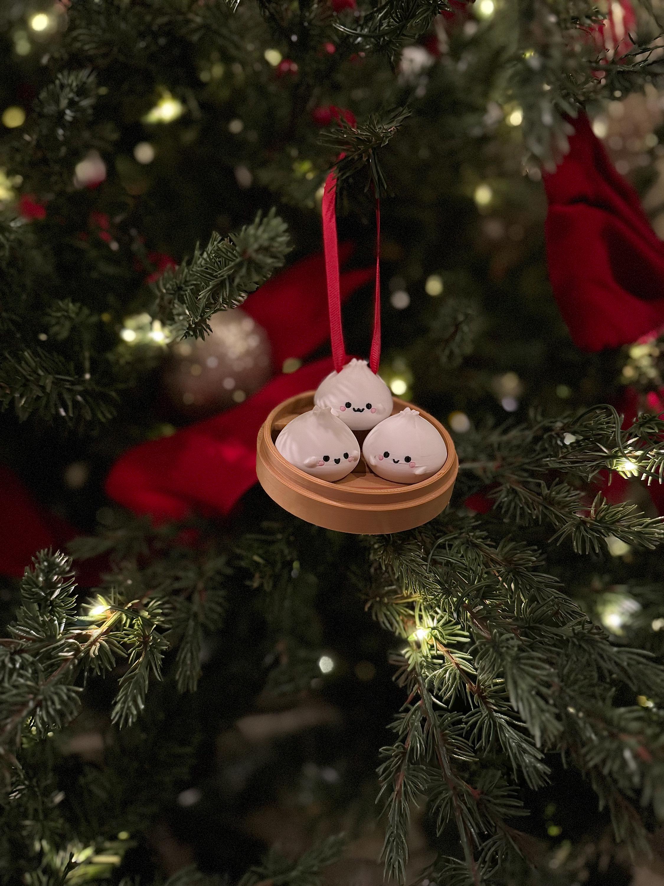 Kawaii Dim Sum Christmas Ornament: 3D Printed Dumpling in Steam Basket ...