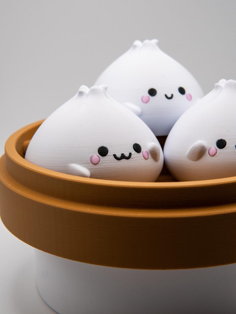 Kawaii Dim Sum Figurines: 3D Printed Desk Toy With Steam Basket - Etsy